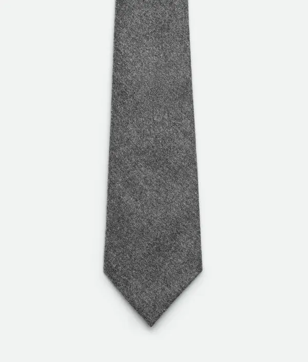 Bottega Veneta Light Wool Flannel Neck Tie - Grey Melange