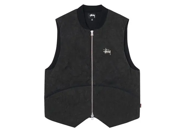 StÜssy Washed Canvas Primaloft Vest - Black