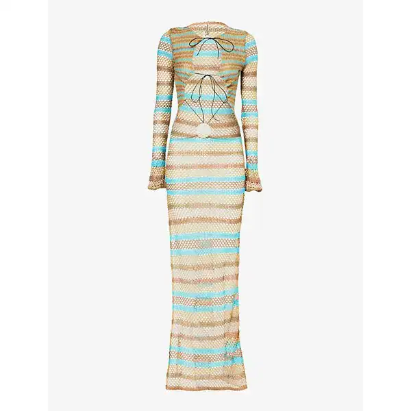 halter bias cut midi dress HALTER BIAS MAXI SLIP DRESS IN COBALT | CULT MIA main image 0