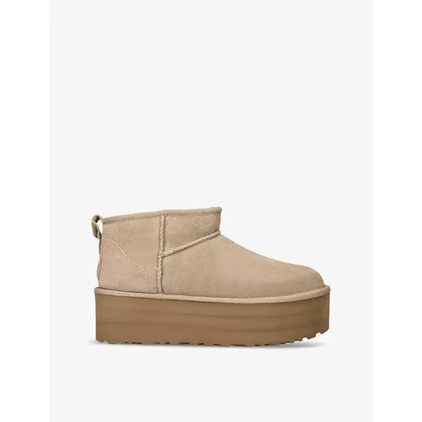 UGG Classic Ultra Mini Platform Ankle Boots - Beige