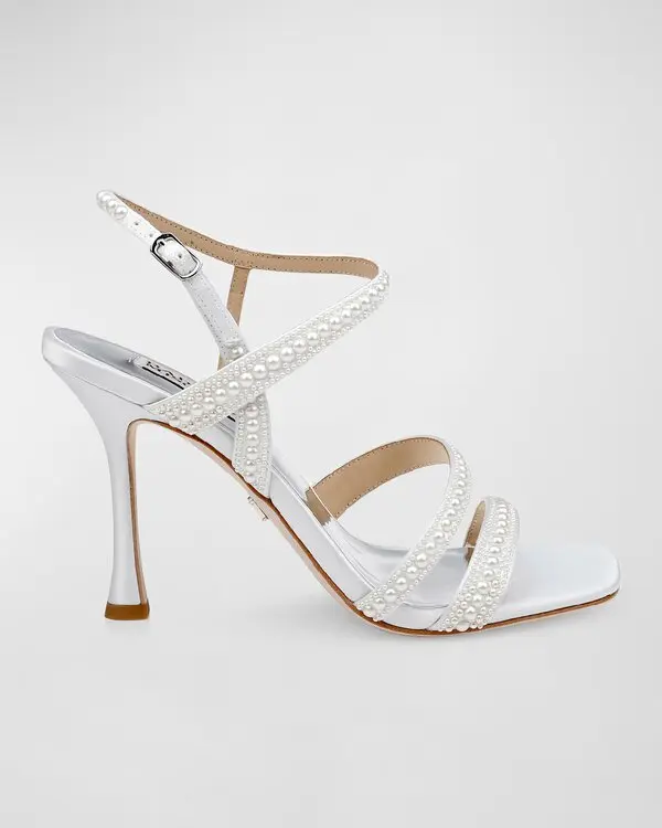 Badgley Mischka Brynlee Pearly Silk Sandals - Soft White