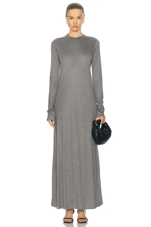 Toteme Long Sleeve Jersey Dress In Grey Melange - 49% Off | Editorialist