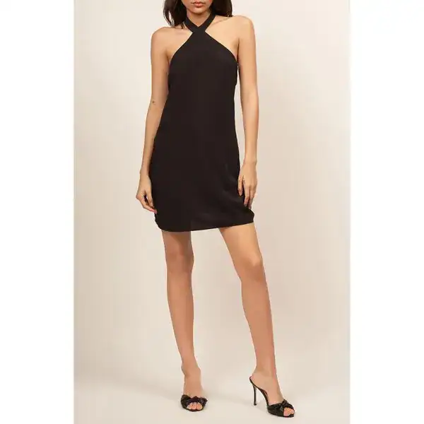wardrobe nyc black mini dress Mysteria Halter Mini Dress Black main image 1