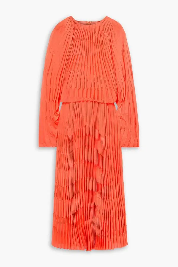 Partow Coraline Layered Pleated Crepe Midi Dress