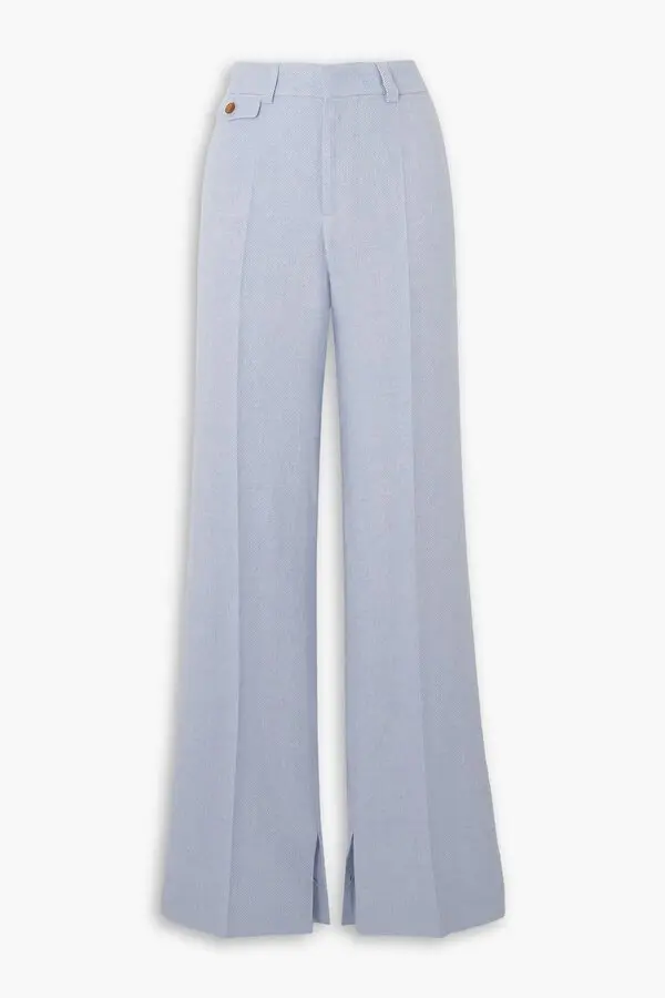 Brandon Maxwell Rena Pleated Herringbone Linen, Wool, Silk And ...