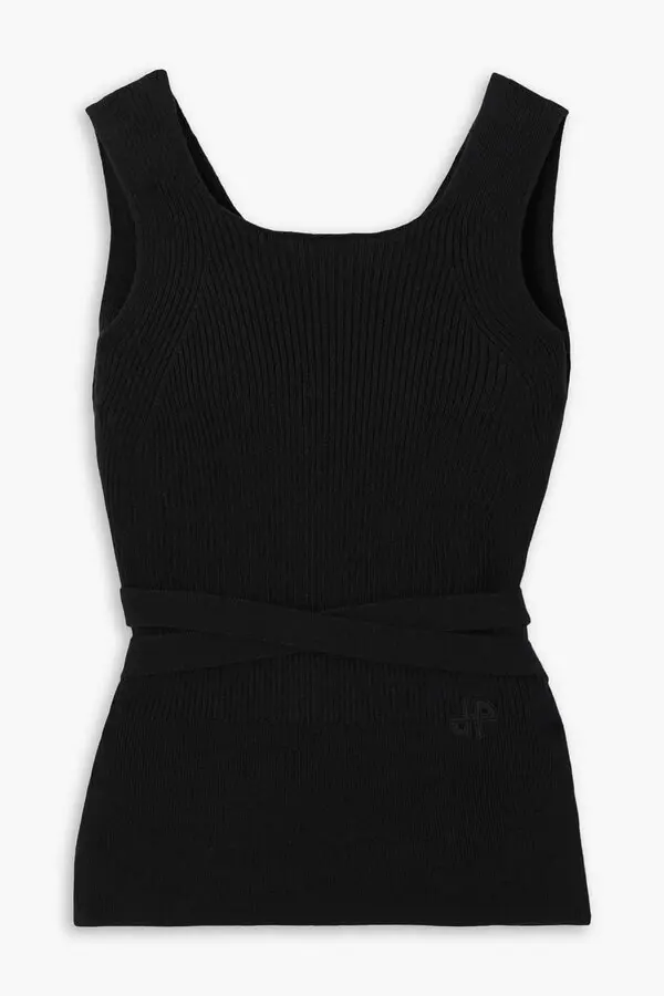 Patou Wrap-effect Ribbed Stretch-wool Tank Top