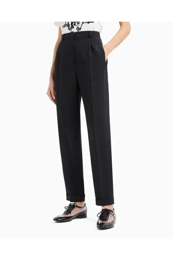 Giorgio Armani Straight-leg Viscose Cady Trousers - Black