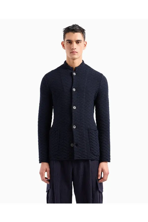 Giorgio Armani Single-breasted Knit Virgin Wool Jacket