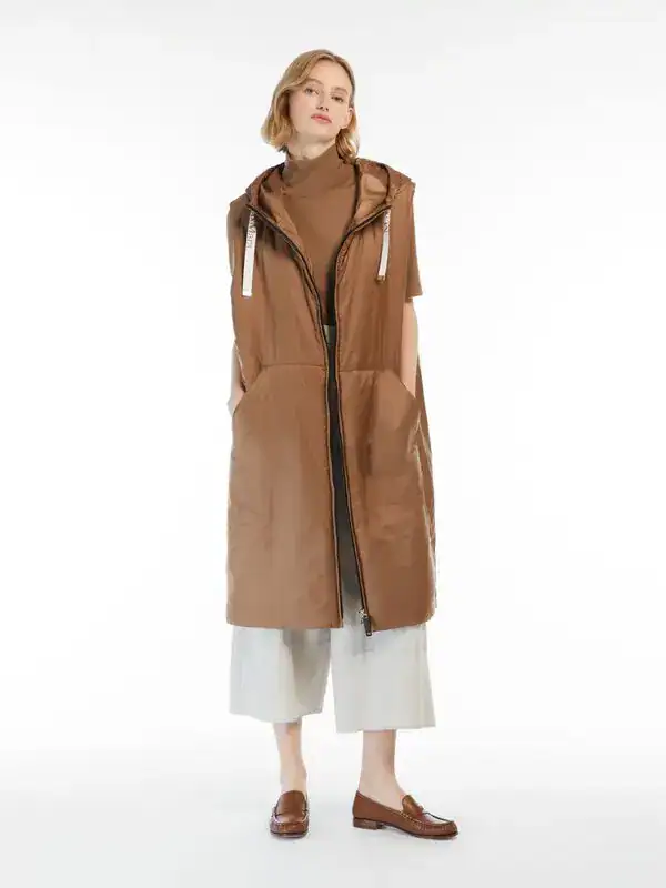 Max Mara Water-Repellent Canvas Midi Gilet - Caramel | Editorialist