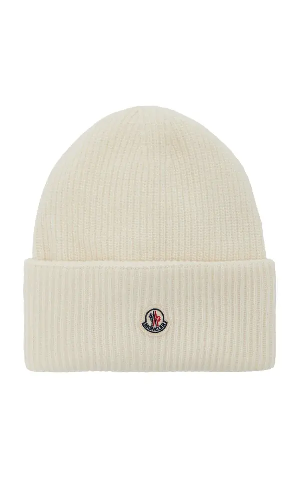 Moncler Ribbed-knit Wool Beanie - White