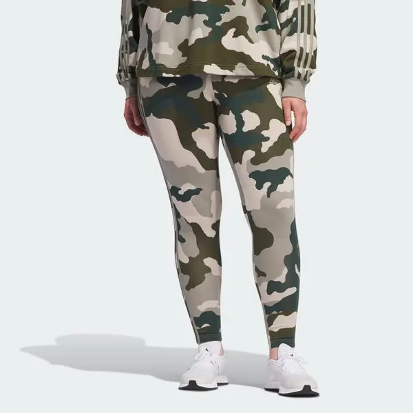 Adidas Essentials 3-Stripes Camo Print 7/8 Length Leggings In