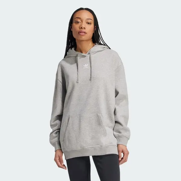 Adidas Essentials Oversized Fleece Hoodie - Medium Grey Heather