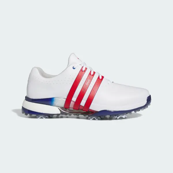 Adidas Tour360 24 Golf Shoes - Cloud White / Better Scarlet / Royal Blue