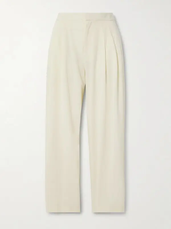 ST. AGNI Pleated Wool-blend Wide-leg Trousers