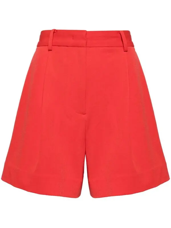 Staud Heather Pleat-detail Shorts - Red