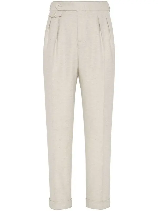 Brunello Cucinelli Pressed-crease Tapered Trousers