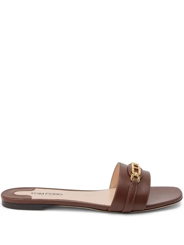 TOM FORD Whitney Leather Slides - Brown