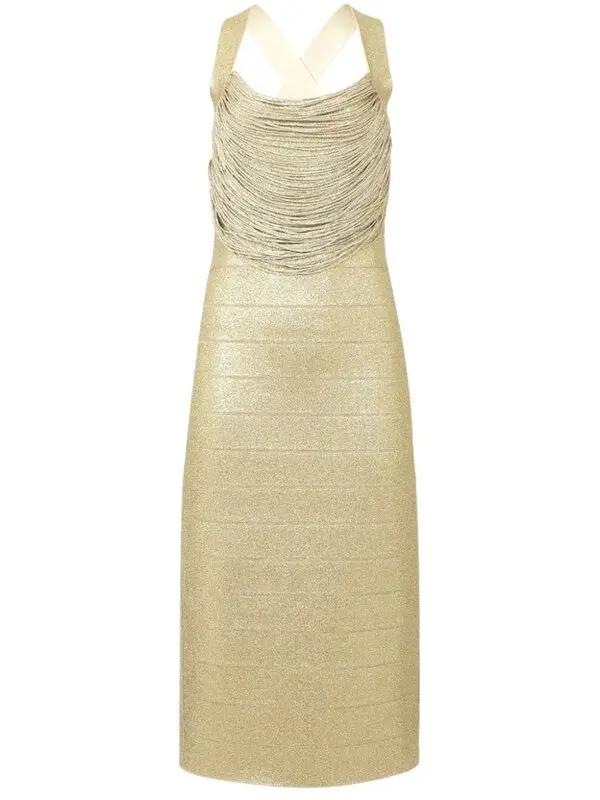 Herve Leger Disco Knit Bandage Midi Dress