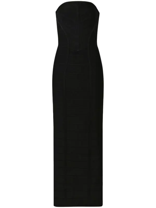 Herve Leger Panelled Strapless Maxi Dress
