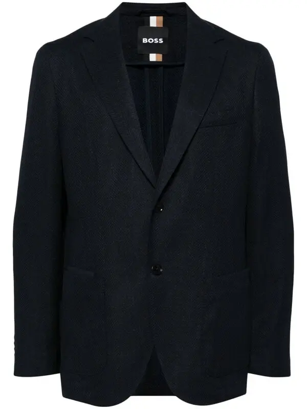 Hugo Boss Herringbone-pattern Blazer - Blue