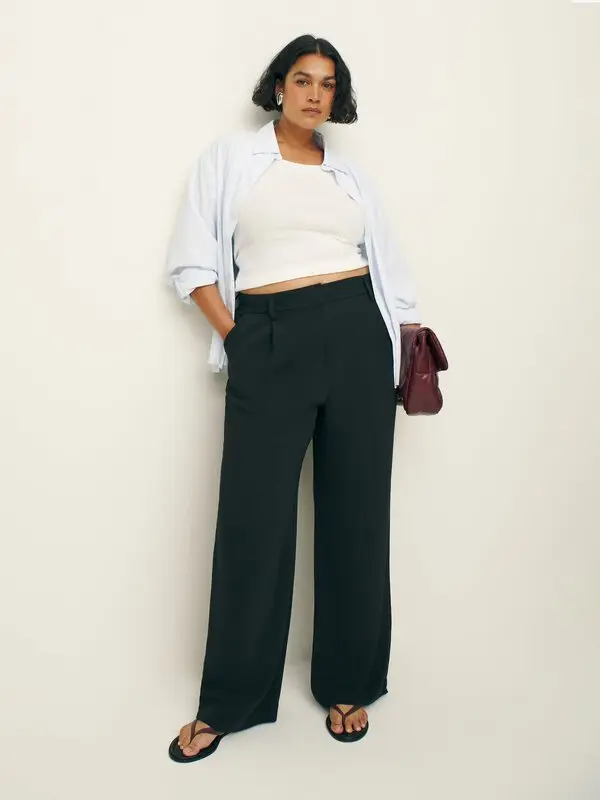 REFORMATION Alex Mid Rise Pant Es - Black