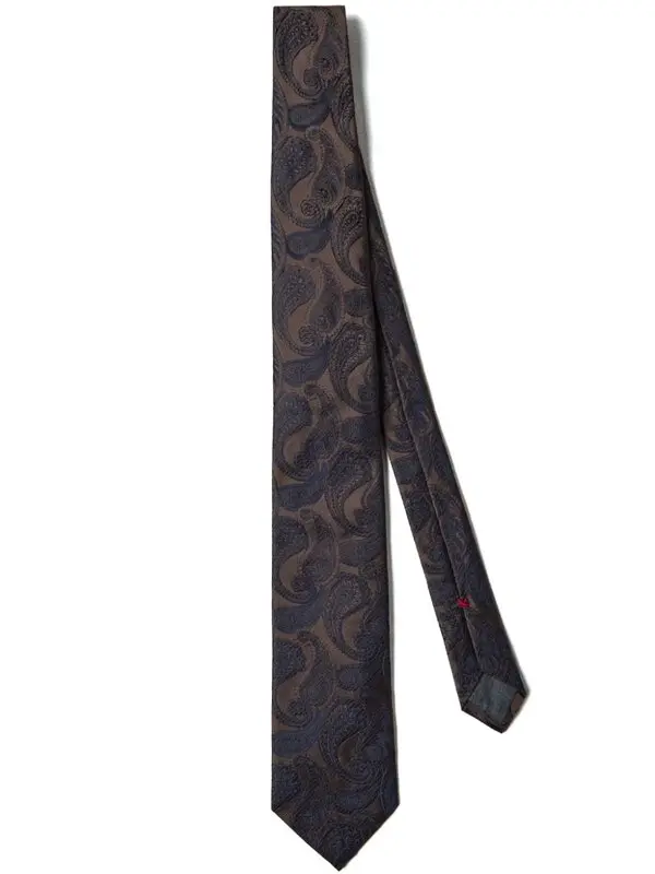 Brunello Cucinelli Jacquard Silk Neck Tie - Brown