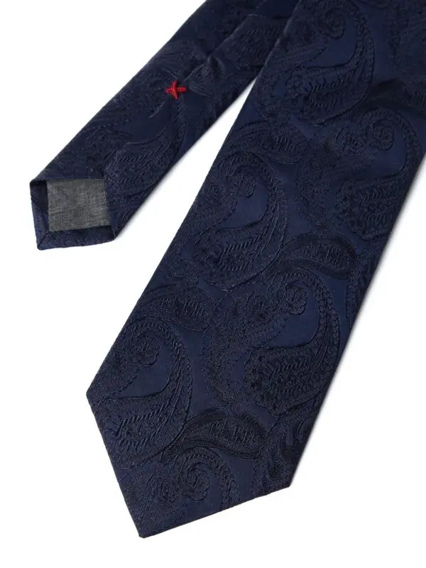 Brunello Cucinelli Jacquard Silk Neck Tie - Blue