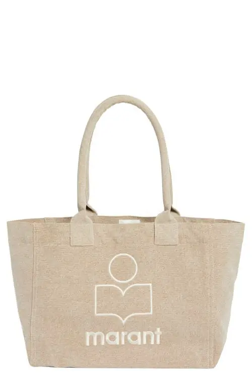 Isabel Marant Yenky Zipped Embroidered Logo Canvas Tote - Beige
