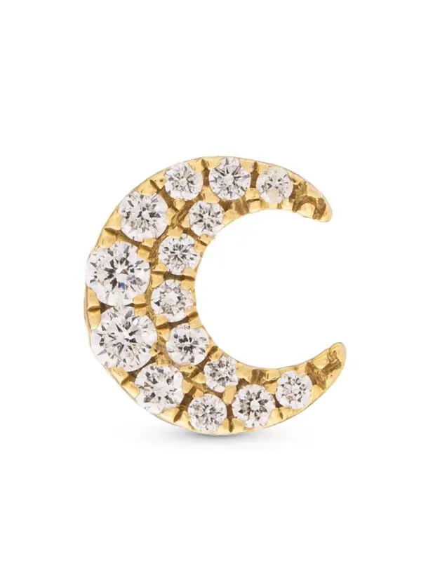 MARIA TASH 18kt Yellow Diamond Moon Stud Earring