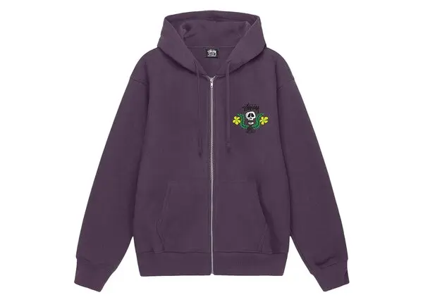 StÜssy Skull Crest Zip Hoodie - Grape