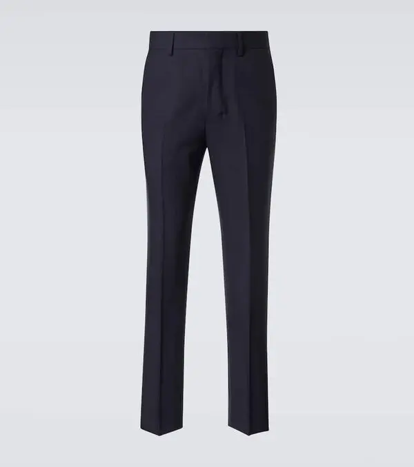 Ami Pleated Virgin Wool Straight Pants - Blue