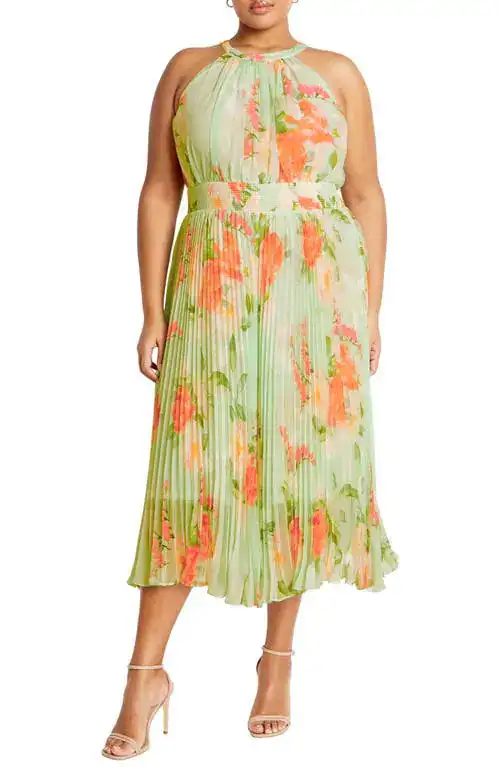 City Chic Sabine Floral Halter Neck Midi Dress In Petal Perfection - 50%  Off | Editorialist
