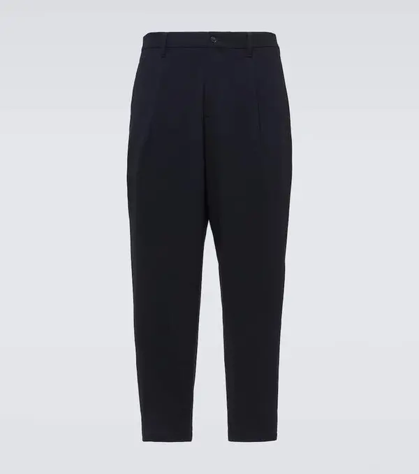 Giorgio Armani Virgin Wool Straight Trousers - Blue