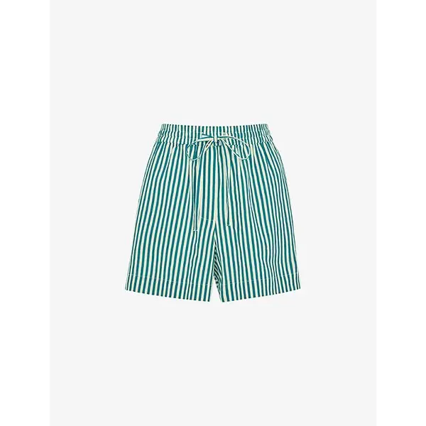 Whistles Relaxed-fit Stripe-print Linen-blend Shorts