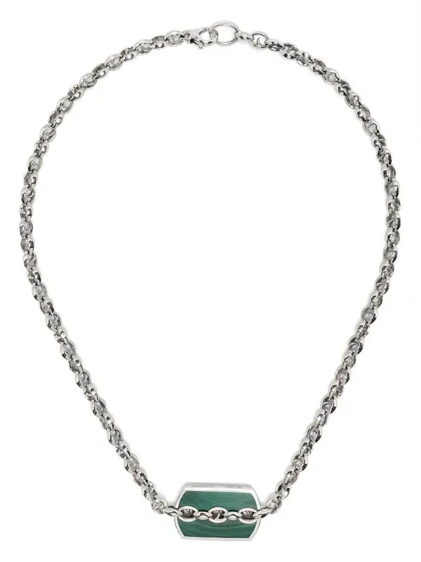Stephen Webster Sterling Malachite Tag Necklace
