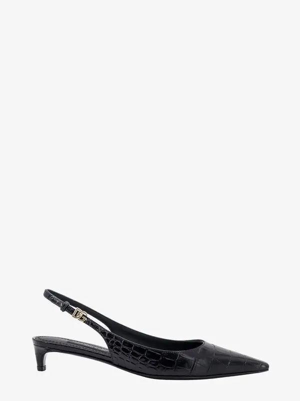 Dolce & Gabbana Crocodile Print Leather Slingbacks