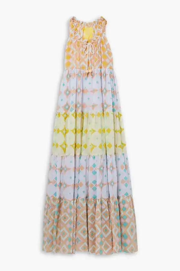 Yvonne S Hippy Tiered Printed Cottonvoile Maxi Dress In Lilac - 85% Off |  Editorialist