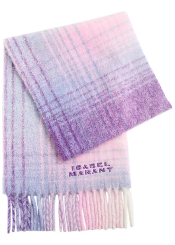 Isabel Marant Firny Checked Alpaca-blend Scarf - Lilac