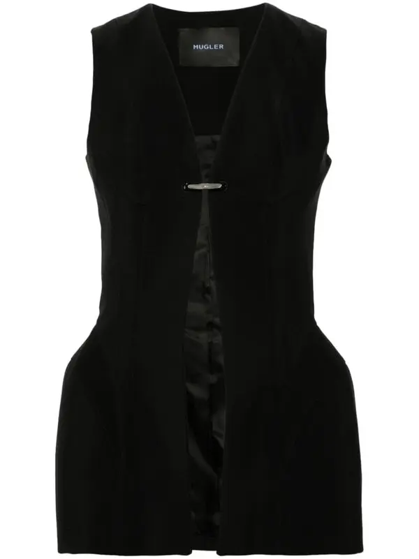 MUGLER Corseted Pierced Vest - Black