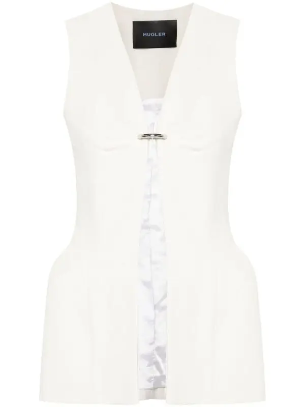 MUGLER Corseted Pierced Vest - White