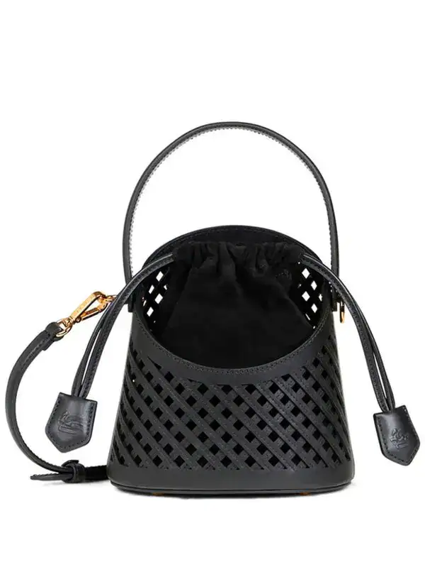 Etro Small Saturno Grid Cut-Out Crossbody Bag - Black - 40% Off
