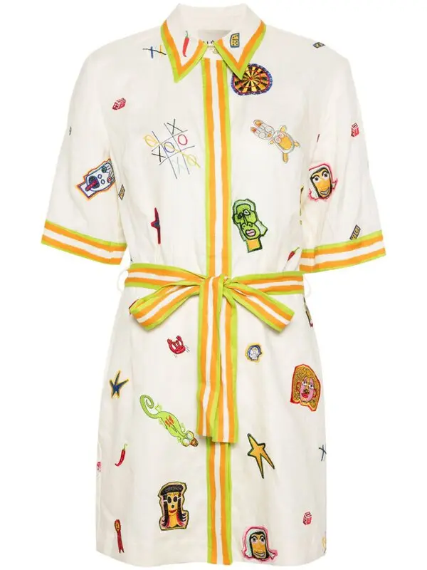 ALEMAIS X Michael Swaney Checkers Mini Dress - Neutrals