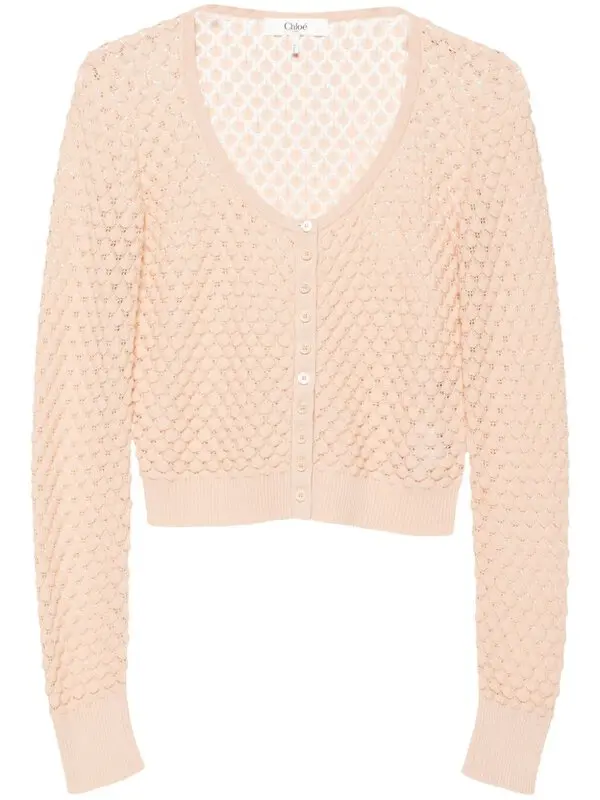 Chloé Cropped Pointelle-knit Cardigan