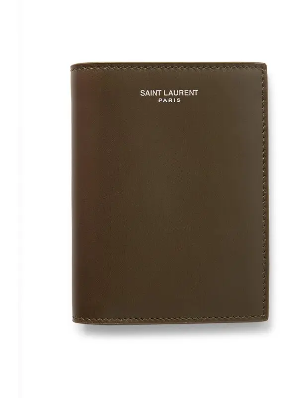 Saint Laurent Logo-print Leather Bifold Wallet - Green