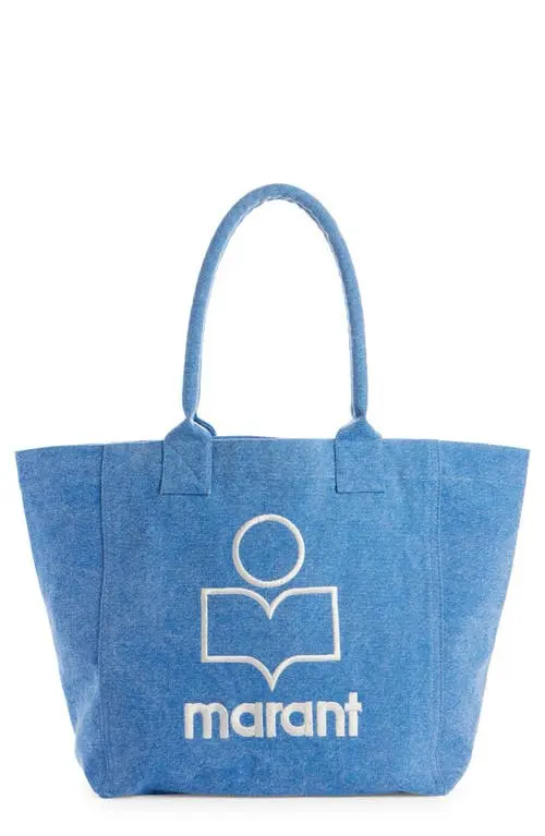 Isabel Marant Yenky Small Embroidered Logo Tote - Blue