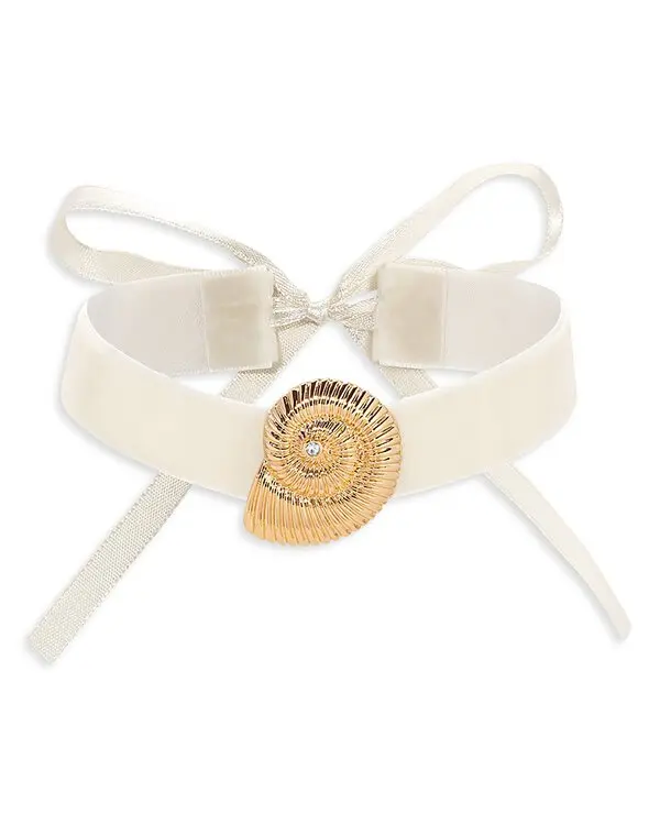 Ettika Swirled Shell Pendant Velvet Choker