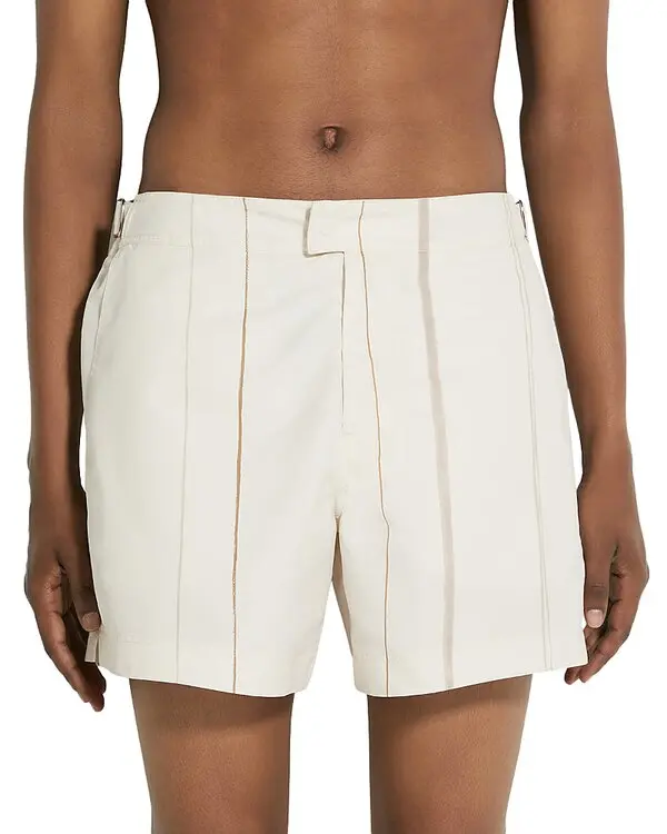 Zegna Stripe Regular Fit Swim Trunks - Light Beige