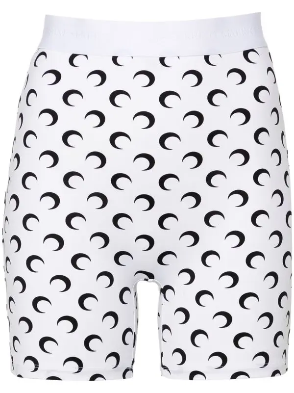 MARINE SERRE Moon-print Mini Shorts - White