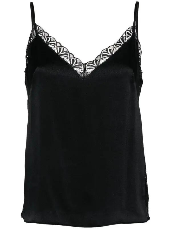 Alberta Ferretti Lace-trim Satin Top