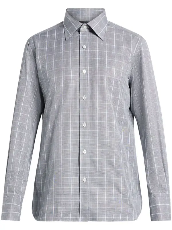 TOM FORD Check-print Cotton Shirt - Grey